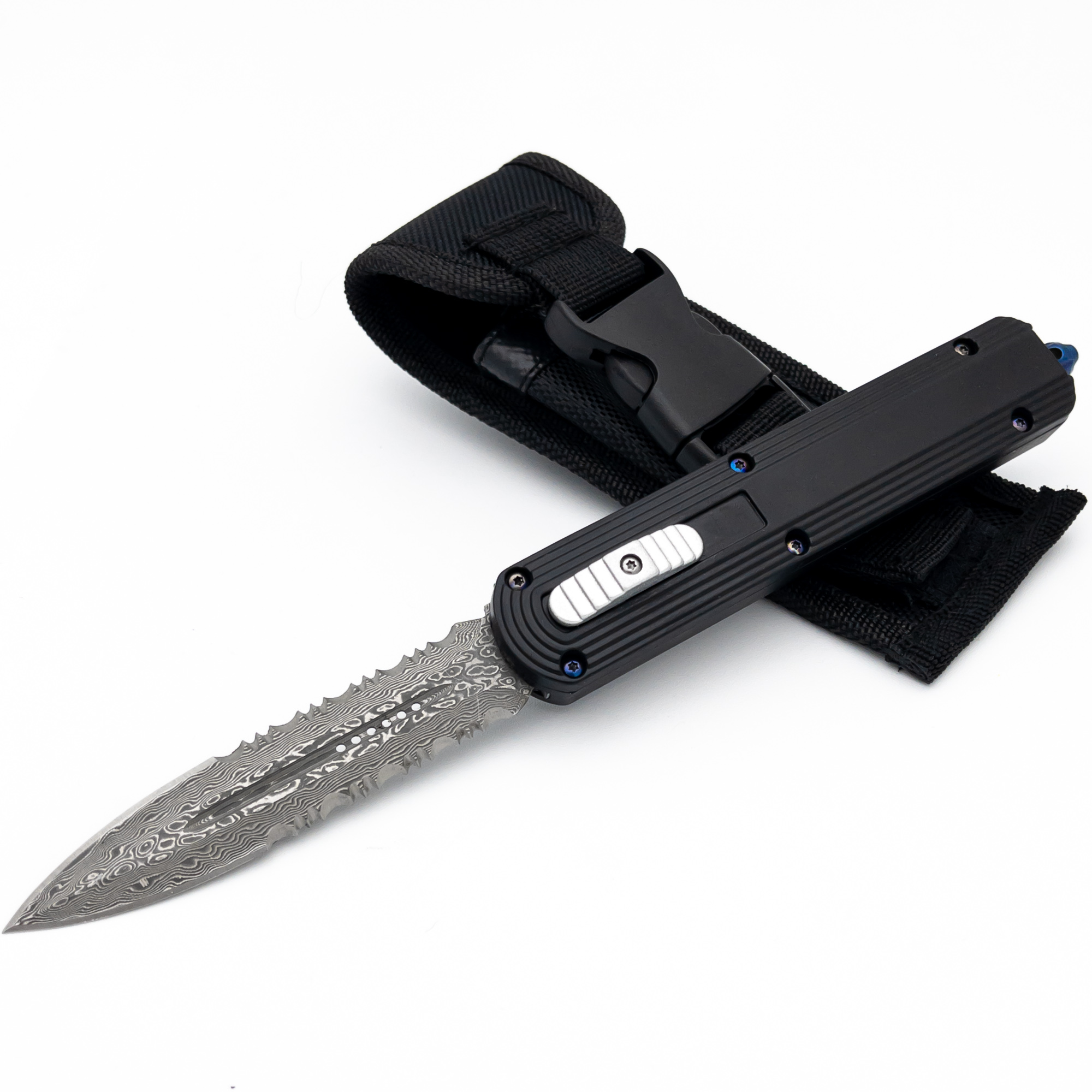 2623 Permanent Rain Damascus Steel Automatic Out The Front Knife ...