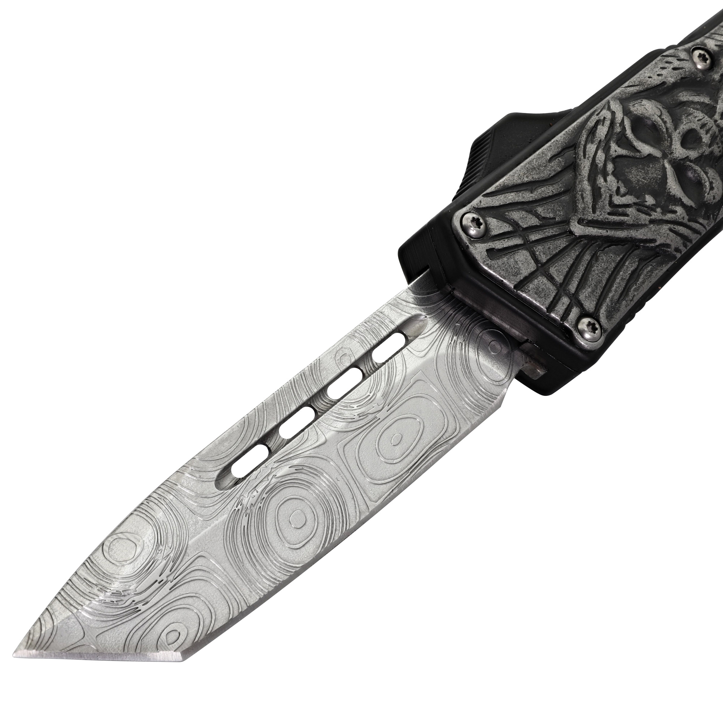 89SL Ritual Sacrifice Auto Tanto Anti-Slip Skeleton Cross Handle OTF ...