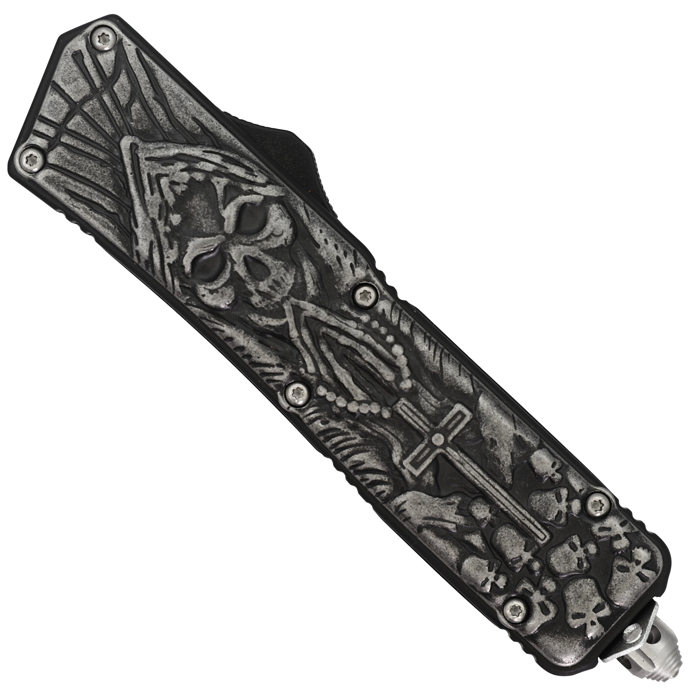 89SL Ritual Sacrifice Auto Tanto Anti-Slip Skeleton Cross Handle OTF ...
